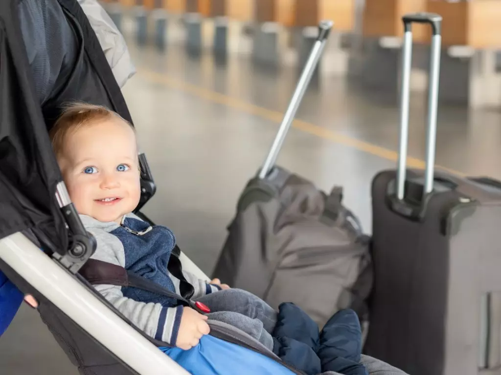 Deze reistassen maken het dragen van een enkele kinderwagen gemakkelijk