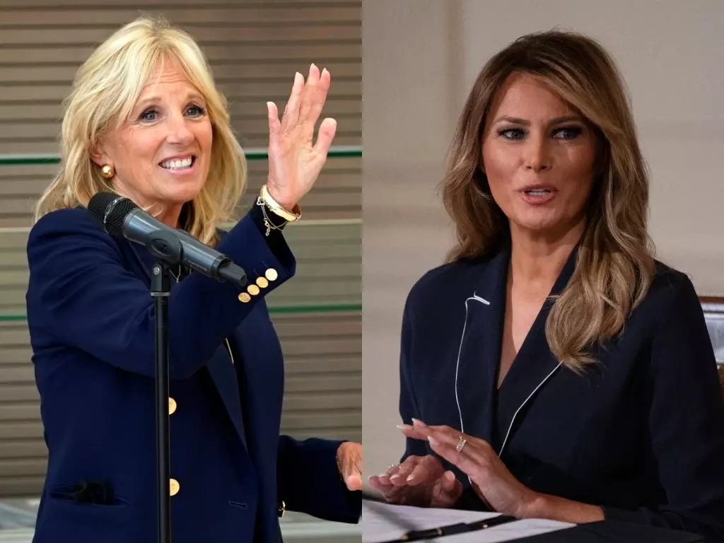 Pirmosios ponios Jill Biden tinklinės kojinės sukėlė dar vieną skandalą, lyginant ją su Melania Trump