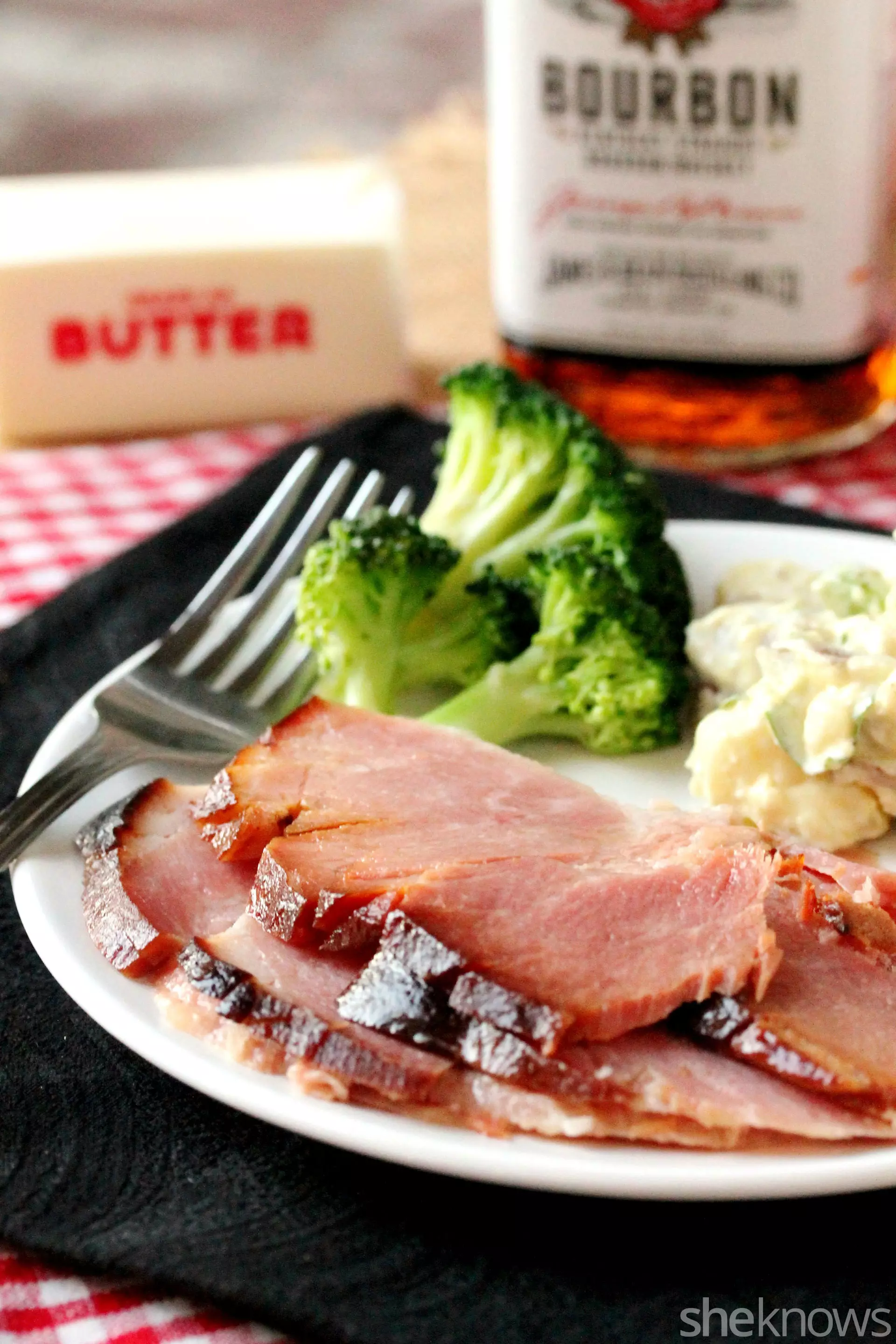 slow cooker-ham-on-plate