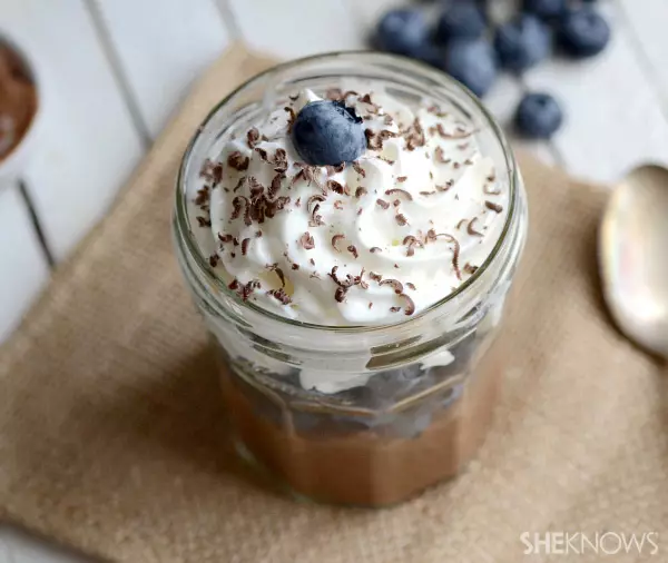 Blueberry chocolate pudding parfait