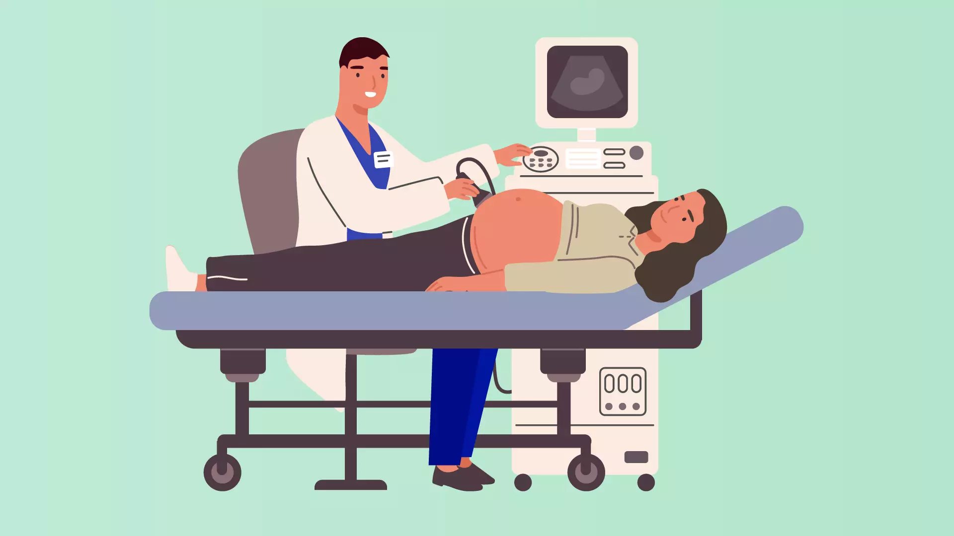 Mężczyzna w ciąży lekarz ilustracja