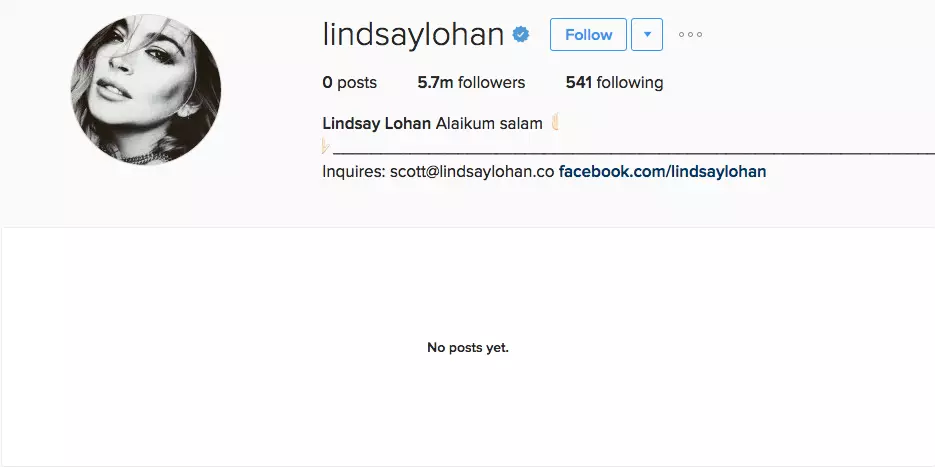 Pengikut Lindsay Lohan yakin yén anjeunna ngahapus Instagramna kusabab alesan agama 287751_1