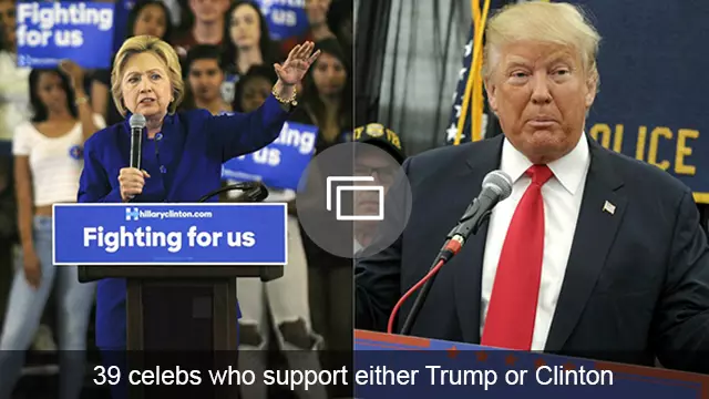 Selebriti yang mendukung Trump, slideshow Clinton