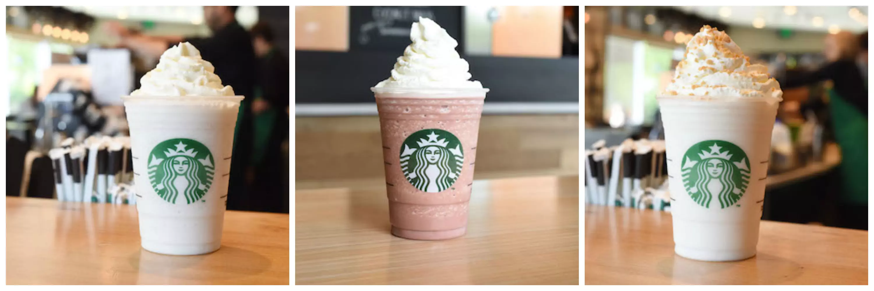 nous sabors de frappuccino de Starbucks