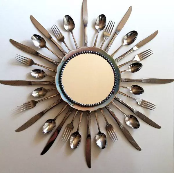 Silver flatware sunburst mirror