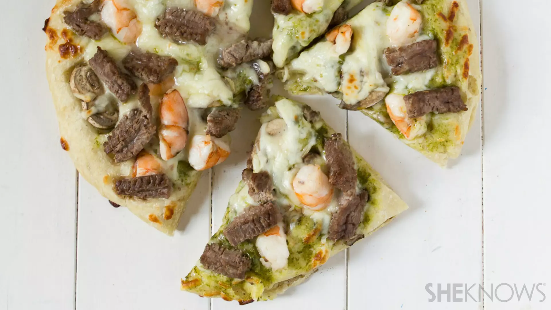 Surf and turf pizza