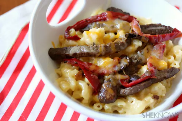 Philly cheesesteak mac and cheese