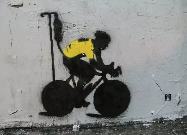 Arte da rúa Lance Armstrong de Los Angeles.