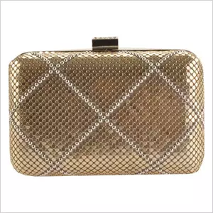 light gold sequined clutch