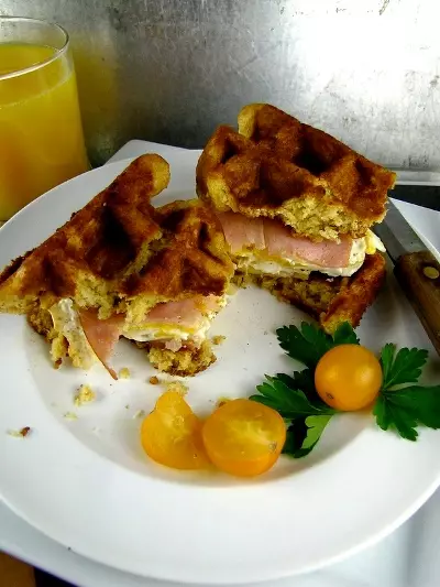 Waffel Frühstück Sandwich