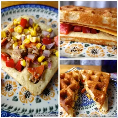 Séiss oder Séiss gehackte Waffel Sandwichen