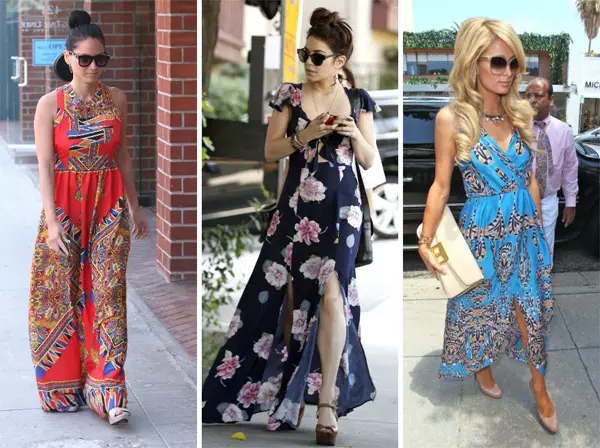 Celebrity wearing maxi jurk en hakken