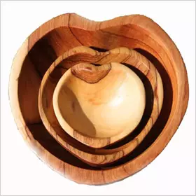 心形手工雕刻碗