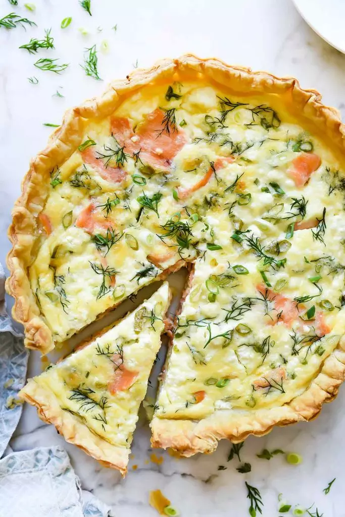 Puff pastry salmon quiche