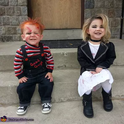 Bebê Chucky e a Noiva de Chucky - Fantasia de Halloween