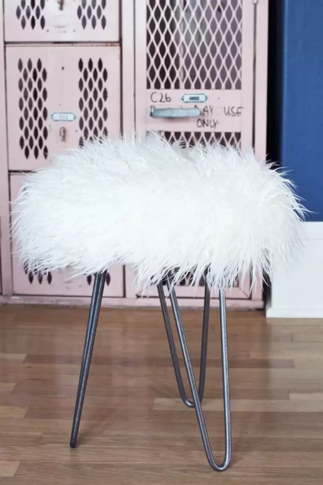 Faux fur stool