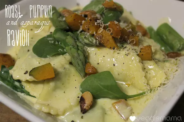 ល្ពៅដុត និង asparagus ravioli